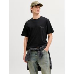 Jack & Jones Kurzarmshirt JACK & JONES "JORMONTAUK AOP BACK TEE SS CREW NECK", Jungen, Gr. XL, schwarz, Jersey, Obermaterial: 100% Baumwolle, bedruckt, regular fit normal, Rundhals, Shirts, Baumwolle, regular fit