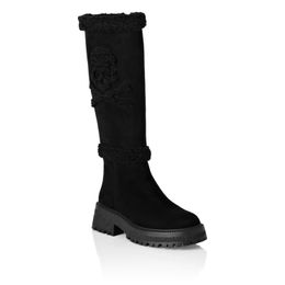 Schn&uuml;rstiefelette Philipp Plein "Skull", Damen, Gr. 36, Normalschaft, 02, schwarz, Schuhe Schn&uuml;rstiefelette