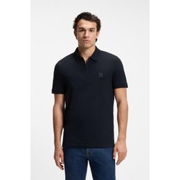 Poloshirt BOSS Orange "Passerzip", Herren, Gr. 3XL, blau (dunkelblau404), Jersey, Obermaterial: 95% Baumwolle, 5% Elasthan, unifarben, regular fit h&uuml;ftlang, hoch geschlossener Ausschnitt, eingesetzt B&uuml;ndchen, Shirts, mit Polokragen