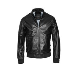Lederjacke Bugatti "BUMAURO", Herren, Gr. 48, schwarz, Obermaterial: 100% Lammleder LEL., V-Ausschnitt, Jacken, aus weichem hochwertigen Leder