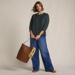 LANDS' END Shirt aus Baumwoll/Modalmix mit Lochstickerei mit 3/4-&Auml;rmeln, Damen,  Pink, Baumwolle Modal, by Lands' End