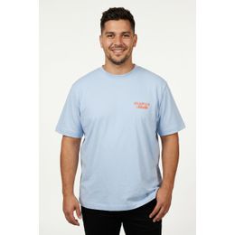 Jack & Jones PlusSize Kurzarmshirt "JORNORREBRO TYPO TEE SS CREW NECK PLS", Jungen, Gr. 4XL, cashmere blau print:ss 26, Jersey, Obermaterial: 100% Baumwolle, JACK & JONES PLUSSIZE, bedruckt, regular fit normal, Rundhals, gerader Abschluss, Shirts, Baumwolle, regular fit