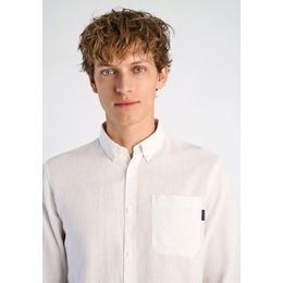 Leinenhemd LINDBERGH "Leinenhemd (Langarm) Relaxed Fit", Herren, Gr. XXL, Normalgr&ouml;&szlig;en, wei&szlig;, Obermaterial: 55% Leinen, 45% Baumwolle, Hemden