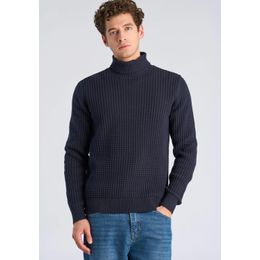 Rollkragenpullover LINDBERGH "Rollkragenpull Relaxed Fit", Herren, Gr. L, navy, Obermaterial: 60% Baumwolle, 40% Polyester, hoch geschlossener Ausschnitt, Pullover Rollkragenpullover