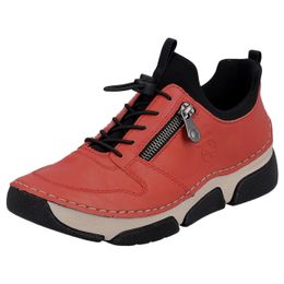 Slip-On Sneaker Rieker, Damen, Gr. 37, rot (rot, schwarz), Lederimitat, Textil, Schuhe, Schlupfschuh, Halbschuh, Freizeitsneaker, Gummizug, Schnellverschluss