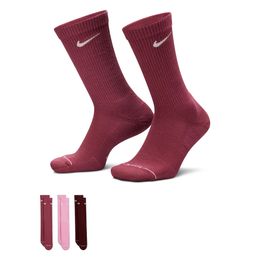 Sportsocken Nike "U NK ED ELVD CRW 3P - 144", Damen, Gr. L (42/45), rot (multi, color3), Obermaterial: 60% Baumwolle, 36% Polyester, 3% Elasthan, 1% Nylon, Socken Sportsocken, f&uuml;r Erwachsene, sportlicher Stil