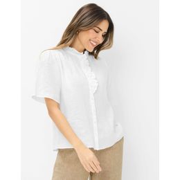 Kurzarmbluse Brax "Style VIVE", Damen, Gr. 42, wei&szlig;, Web, 100% Leinen, Blusen