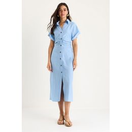 V-Ausschnitt Midi-Kleid mit Knopfverschlu&szlig;