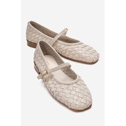 Yevora Leder Geflochtener Riemen Ballerina