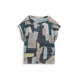 Tom Tailor Damen T-Shirt mit Muster, gr&uuml;n, Gemustert, Gr. S