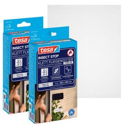Fliegengitter-Gewebe Tesa "Klett Fliegengitter Premium f&uuml;r Fenster, Insektenschutz mit Klettband", schwarz (rahmen: schwarz gewebe: schwarz), B:100cm H:100cm, Insektenschutzgitter, selbstklebende Insektenschutz 100 x 100cm