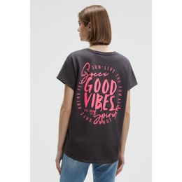 Rundhalsshirt SOCCX, Damen, Gr. S, charcoal mist, Single Jersey, Material: 73% Baumwolle, 27% Polyester, bedruckt, oversize normal, U-Boot-Ausschnitt, Shirts Rundhalsshirt, mit l&auml;ngerer R&uuml;ckenpartie