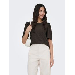Jacqueline de Yong Spitzenshirt JDY "JDYCARLA CATHINKA S/S TOP JRS NOOS", Damen, Gr. M, chocolate braun, Jersey, Obermaterial: 95% Polyester, 5% Elasthan, unifarben, regular fit normal, Rundhals, Shirts, Kunstfaser, regular fit