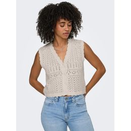 Strickjacke Only "ONLIRINA V-NECK BUTTON VEST KNT NOOS", Damen, Gr. XL, pumice stone, Strick, Obermaterial: 60% Baumwolle, 40% Polyacryl, unifarben, normal, V-Ausschnitt, Strickjacken Strickjacke, Baumwollmischung
