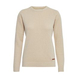 Strickfleece-Pullover oxmo "Strickpullover OXSarah", Damen, Gr. XL, grau (oyster gray), Obermaterial: 100% Baumwolle CO., Pullover