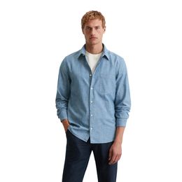 Marc O'Polo Langarmhemd MARC O'POLO "aus leichtem Bio-Baumwoll-Chambray", Herren, Gr. 3XL, Normalgr&ouml;&szlig;en, medium blau, Obermaterial: 100% Baumwolle, unifarben, regular fit normal, Doppelmanschette, Hemden
