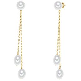 Paar Ohrh&auml;nger Valero Pearls "Set: VP845", gelb (gelbgold), Ohrringe, Damen, 66,3mm, Silber 925 (Sterlingsilber), mit S&uuml;&szlig;wasser-Zuchtperlen