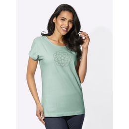 Kurzarmshirt "Freizeitshirt", Damen, Gr. 38, kalkmint, 100% Baumwolle, gemustert, Rundhals, Shirts