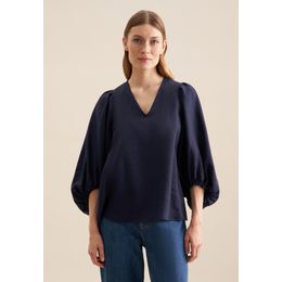 Tunika Seidensticker "Schwarze Rose", Damen, Gr. 36, blau (marineblau), 49% Viskose, 38% Leinen, 13% Polyester, unifarben, Tuniken