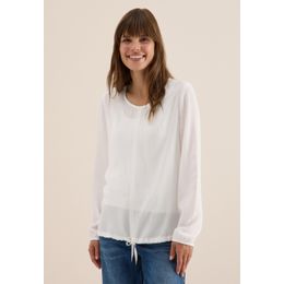 Langarmbluse Cecil, Damen, Gr. XL (44), wei&szlig;, Stoff, 100% Viskose, unifarben, normal normal, Rundhals, elastischer Bund, Blusen, aus softer Viskose