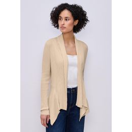 Strickjacke Street One, Damen, Gr. 40, smoke beige, Web, 82% Baumwolle, 18% Nylon, Strukturmuster, comfort fit normal, ohne Ausschnitt, normaler Saum, Strickjacken Strickjacke, Feinstrick