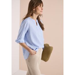 Langarmbluse Cecil, Damen, Gr. XXL (46), blouse blau, Web, 78% Baumwolle, 22% Modal, gestreift, klassisch normal, Rundhals, Aufschlag, Blusen, im soften Baumwoll-Mix