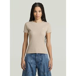 G-Star Raw T-Shirt G-STAR "Rib Cap Sleeve T-Shirt", Damen, Gr. L, dk brick, Obermaterial: 94% Baumwolle, 6% Elasthan, Shirts T-Shirt
