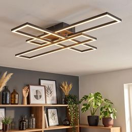hofstein Macos Deckenleuchte LED Braun, Holzoptik, Schwarz, 1-flammig