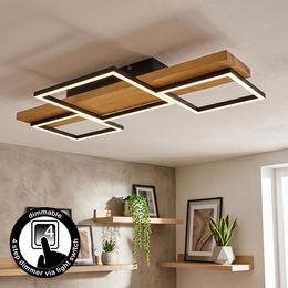 hofstein Pompu Deckenleuchte LED Holz hell, Schwarz, 1-flammig