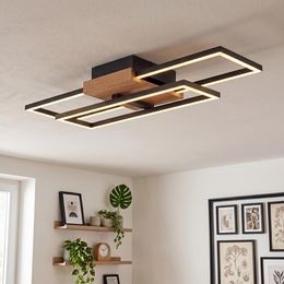 hofstein Avelal Deckenleuche LED Holz hell, Holzoptik, Schwarz, 1-flammig