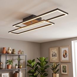 hofstein Macos Deckenleuchte LED Braun, Holzoptik, Schwarz, 1-flammig
