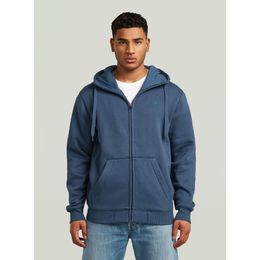G-Star Raw Longpullover G-STAR "Premium Core Hooded Zip Sweater", Herren, Gr. L, rank blau, Obermaterial: 55% Baumwolle, 45% Polyester, Pullover Longpullover