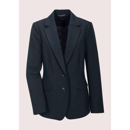 Madeleine Mode Jackenblazer MADELEINE "Blazer Eleganter Einreiher mit Reverskragen", Damen, Gr. 34, blau (marine), Obermaterial: 66% Polyester PES. 28% Viskose CV. 6% Elasthan EL., Modern, normal, Blazer, &Auml;rmel mit Schlitz