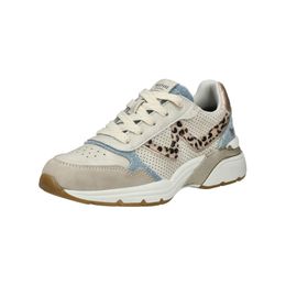 Sneaker Mustang Shoes "Mustang Shoes Sneaker Lederimitat/Textil", Damen, Gr. 38, blau (beige, blau), Lederimitat, Textil, Schuhe Sneaker