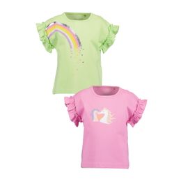 T-Shirt Blue Seven, M&auml;dchen, Gr. 116, multipack 1, Single Jersey, Obermaterial: 100% Baumwolle, bedruckt, unifarben, Basic normal, Rundhals, R&uuml;schen, Shirts T-Shirt