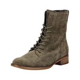 Schn&uuml;rstiefelette Gabor "Gabor Stiefelette Veloursleder", Damen, Gr. 38, olive, Veloursleder, Schuhe Schn&uuml;rstiefelette