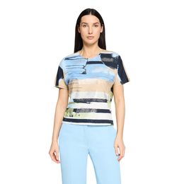 Kurzarmshirt Betty Barclay "Damen mit Aufdruck", Damen, Gr. 38, blau, beige, Jersey, Obermaterial: 50% Baumwolle, 50% Modal, gerade normal, Rundhals, Shirts