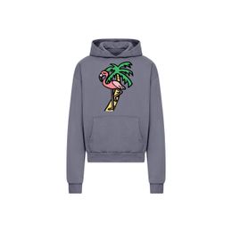 Kapuzensweatshirt MisterTee "MisterTee Flamingo Hoodie", Herren, Gr. M, grau (vintageblau), 100% Baumwolle, bedruckt, Rundhals, Sweatshirts