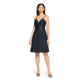 Cocktailkleid Vera Mont "Damen kn&ouml;chellang", Damen, Gr. 32, Normalgr&ouml;&szlig;en, dunkelblau, dunkelblau, T&uuml;ll, Obermaterial: 100% Polyester. Futter: 100% Polyester, ausgestellt lang, V-Ausschnitt, Kleider