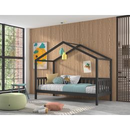 Vipack Hausbett DALLAS Anthrazit ca. 90x200 cm Echtholz