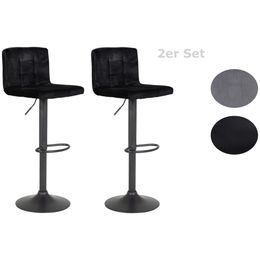 Barhocker 2er-Set Amanda II Schwarz Samt