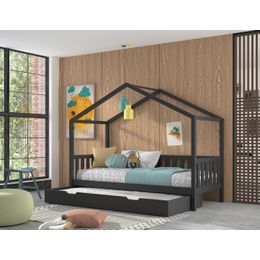 Vipack Hausbett DALLAS Anthrazit ca. 90x200 cm mit Bettlade