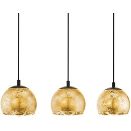Eglo H&auml;ngeleuchte "ALBARACCIN Pendellampe, IP20, E27, Stahl, Glas, Esstischlampe, Lampe", gold (schwarz, goldfarben), 3, H: 110cm, 1 Stk., Leuchten, H&auml;ngelampe f&uuml;r Esszimmer, K&uuml;che oder Wohnzimmer, H&auml;ngeleuchte