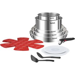 Topf-Set Tefal "Ingenio Emotion, Topf und Pfannenset abnehmbarer Griff, stapelbar", grau (edelstahl), T&ouml;pfe, unversiegelt, Topfset Induktion, platzsparend, stapelbar, L896SD