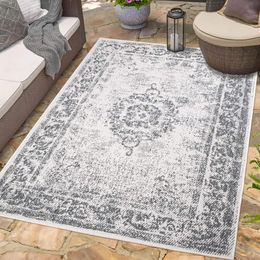 Outdoorteppich Carpet City "DUO RUG 5577", grau, B:200cm H:5mm L:290cm, Obermaterial: 100% Polypropylen, Teppiche, Outdoorteppich, Wendeteppich Wetterfest In- & Outdoor, Balkon, Terrasse, Wohnzimmer