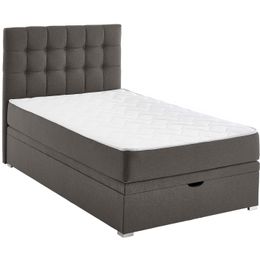 Boxbett "Riona, erweiterbar zu Doppel- und Familienbett", grau (dunkelgrau), B:122cm L:212cm, 100% PES, ATLANTIC HOME COLLECTION, Komplettbetten, wahlweise mit 120x200cm Taschen-Federkernmatratze oder ohne Matratze