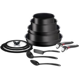 Topf-Set Tefal "Ingenio Unlimited On, Topf und Pfannenset abnehmbarer Griff, stapelbar", schwarz, B:37cm H:25cm L:37cm, T&ouml;pfe, platzsparend, Pfannen Induktion mit Antihaftversiegelung, L39593