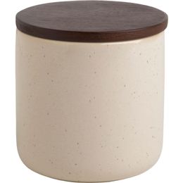 M&ouml;ve Aufbewahrungsdose M&Ouml;VE "Aura", beige (creme), B:9cm H:10cm &Oslash;:9cm, Keramik, Massivholz, Aufbewahrungsboxen