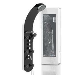 EISL&reg; Duschs&auml;ule EISL "KARIBIK", schwarz, H:140cm, Kunststoff, Metall, Brausegarnituren, 6 Massaged&uuml;sen, Wellness Duschsystem mit Armatur und Regendusche