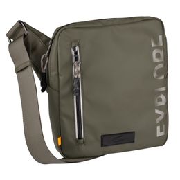 Umh&auml;ngetasche Camel Active "Explore", Damen, Gr. B/H/T: 22cm x 24cm x 6,5cm, gr&uuml;n, Nylon, bedruckt, beschichtet, clean, unifarben mit Farbeins&auml;tzen, Taschen Umh&auml;ngetasche, wasserabweisendes recyceltes Nylon und reflektierende Rei&szlig;verschl&uuml;sse